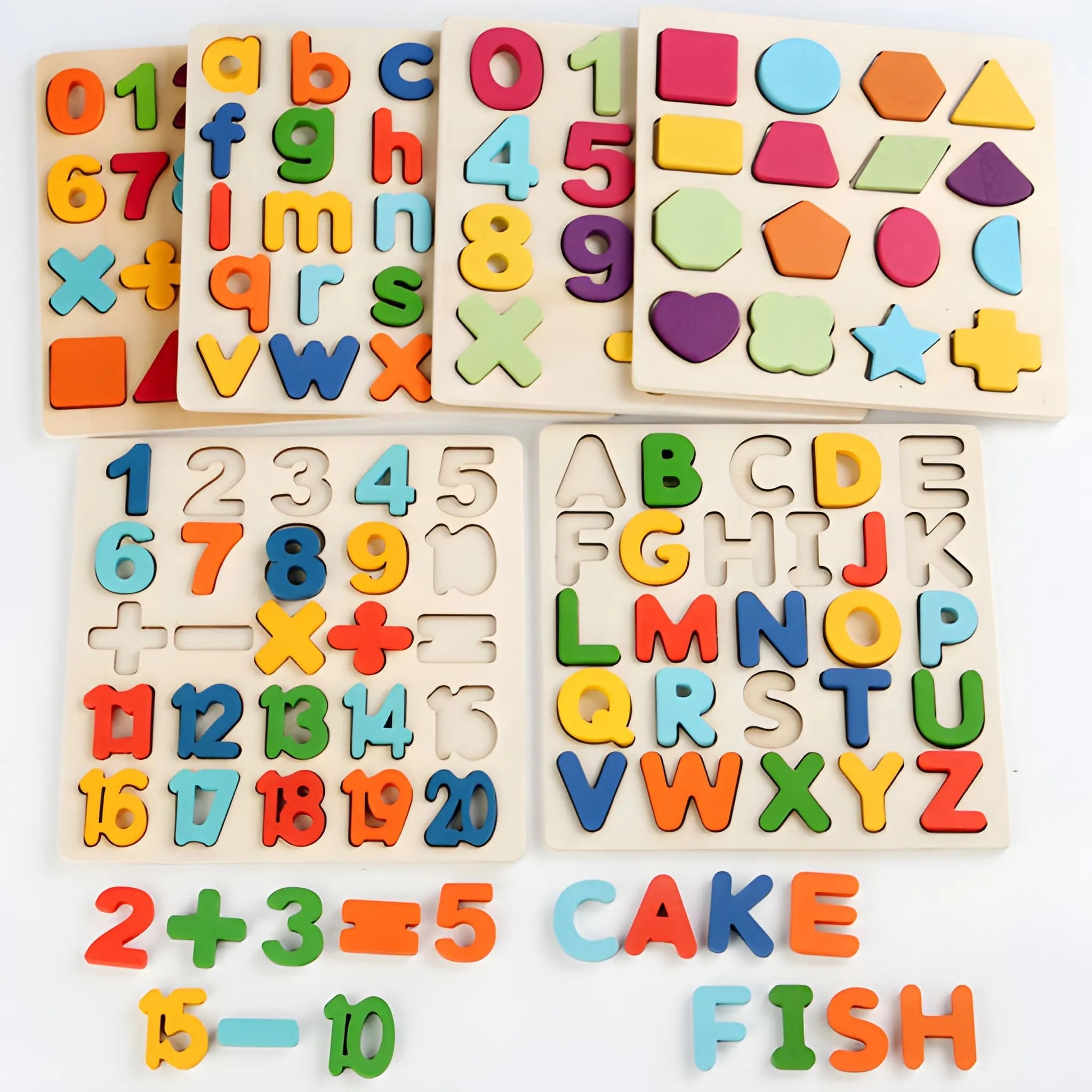 Onenazo Montessori Puzzles | Numbers, Shapes & Letters Learning Set for ...